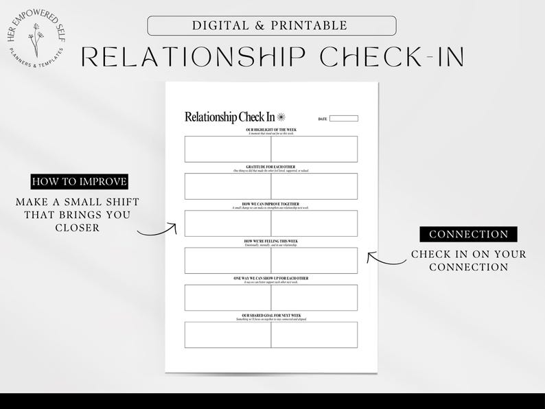 Relationship Check in Template Printable Weekly Marriage Meeting Check ...