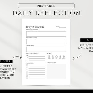 Daily Review Worksheet - Evening Reflection Printable - End of Day ...