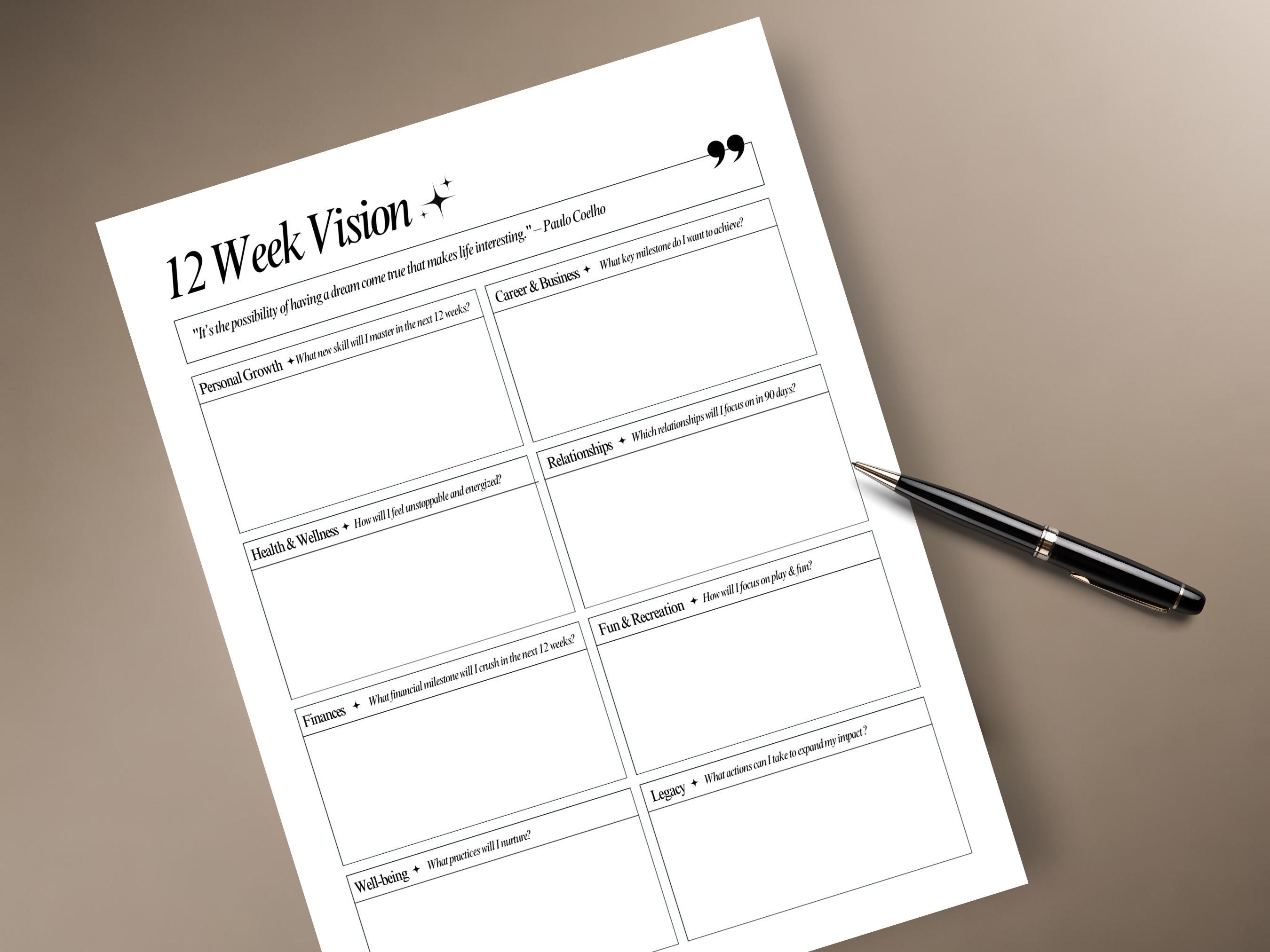 12 Week Year Planner Printable for Happy Planner Classic 90 Day Goals ...