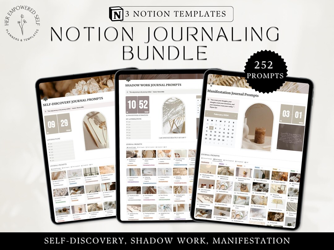 Notion Template Journaling Bundle Manifestation Self-discovery Shadow ...