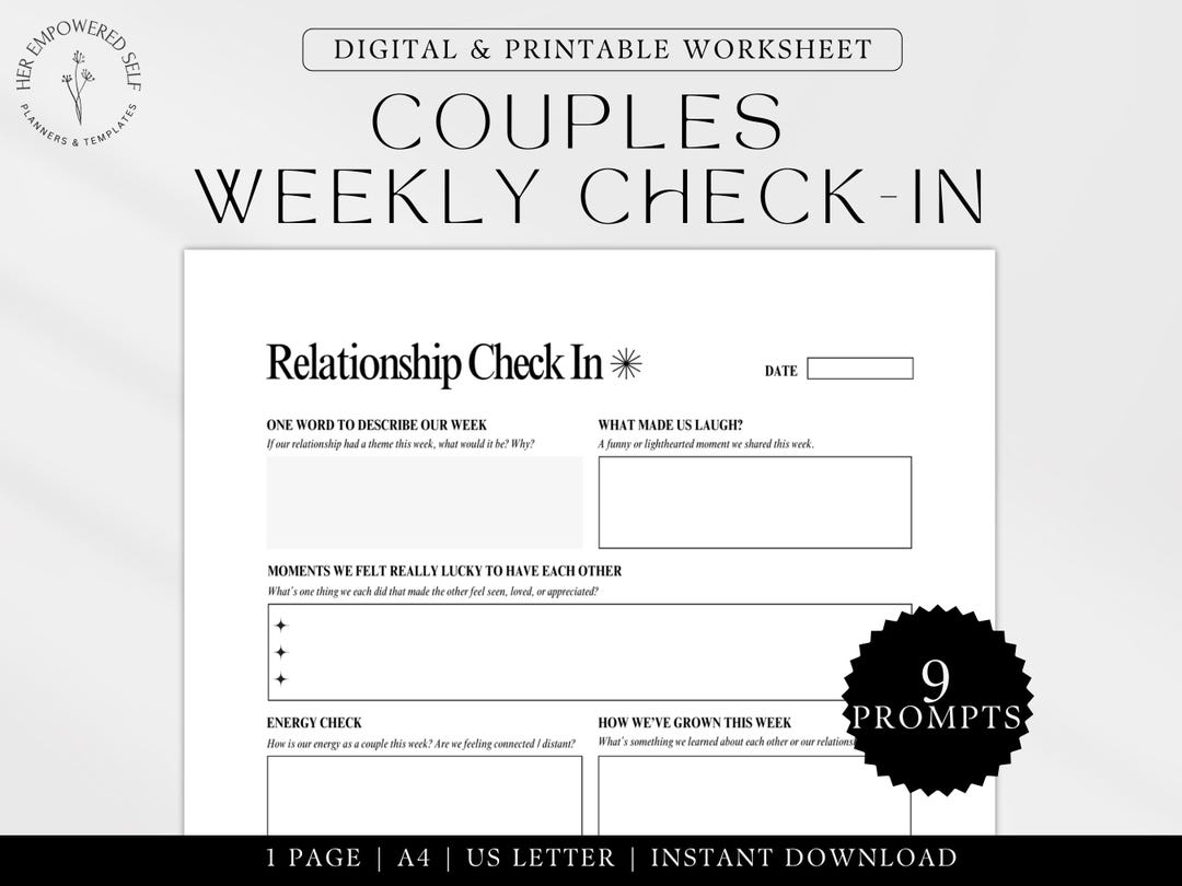 Relationship Check in Worksheet Printable Template Weekly Couples ...