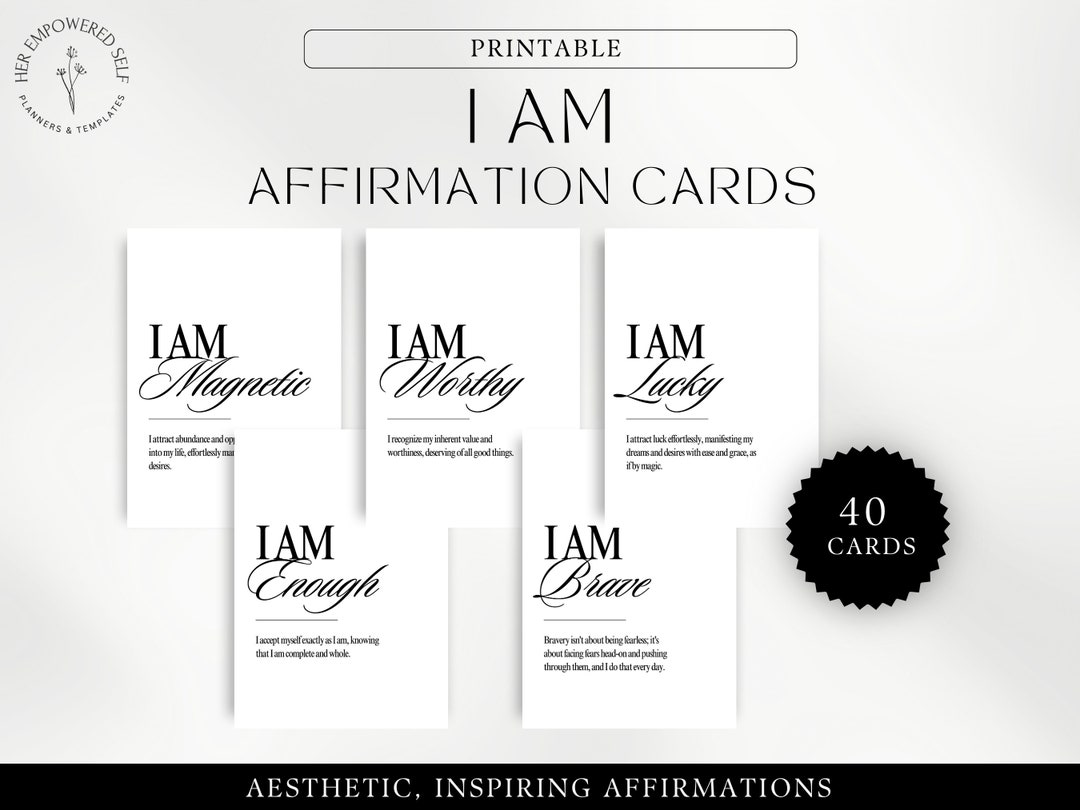 40 I Am Affirmation Cards for Confidence, Positive Mindset, Personal ...
