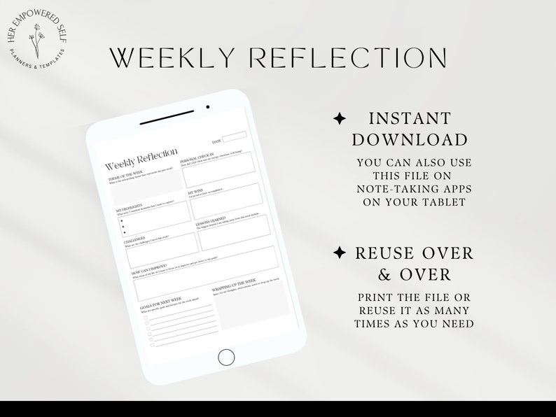 Weekly Review Printable - Weekly Reflection - Weekly Planner - Self ...