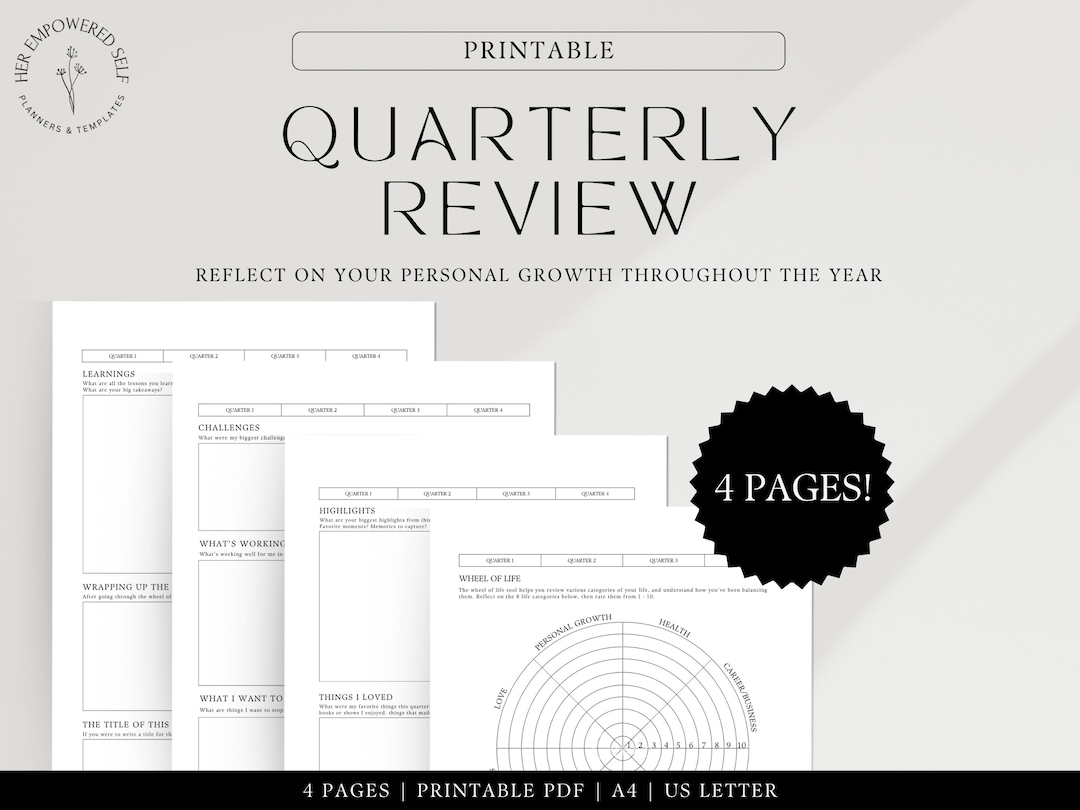 Quarterly Review - Guided Reflection Prompts - A4 US Letter Printable ...