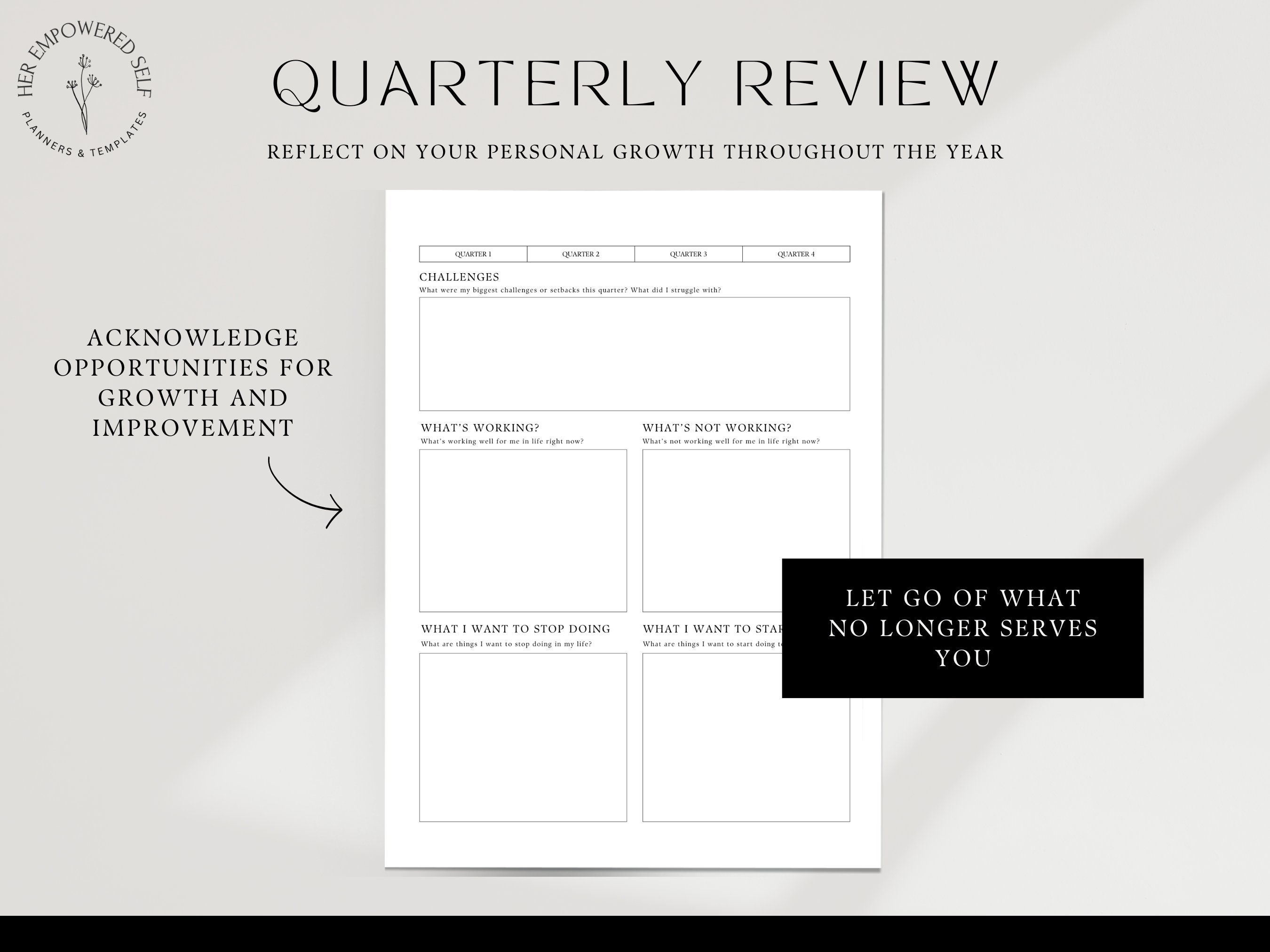 Quarterly Review - Guided Reflection Prompts - A4 US Letter Printable ...