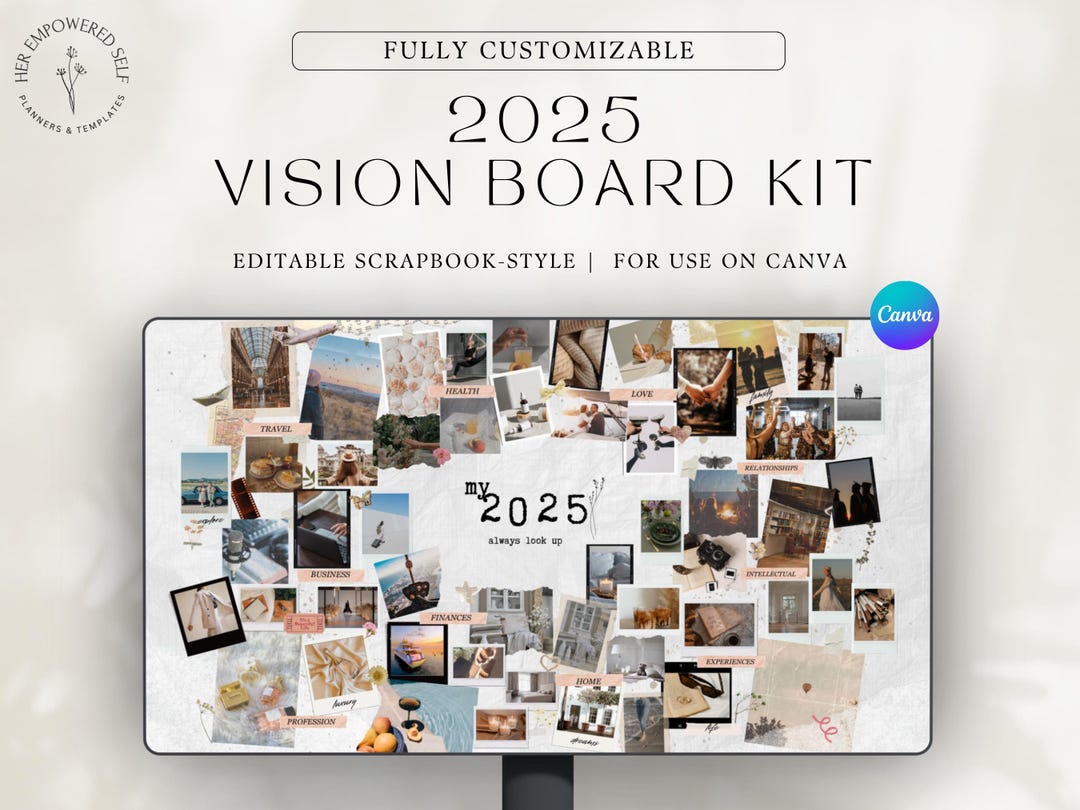 2026 Vision Board Kit - Editable Manifestation Planner - Junk Journal ...
