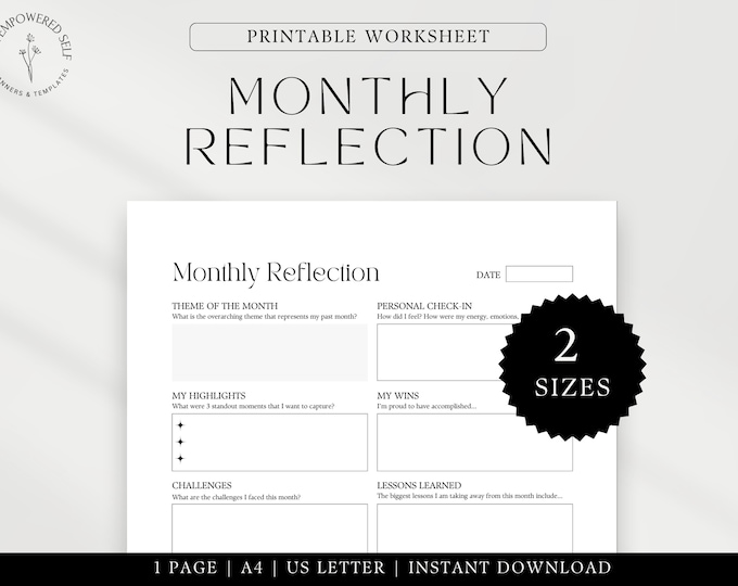 Monthly Goal and Review Inserts| Planner Inserts | A5 Personal Wide ...