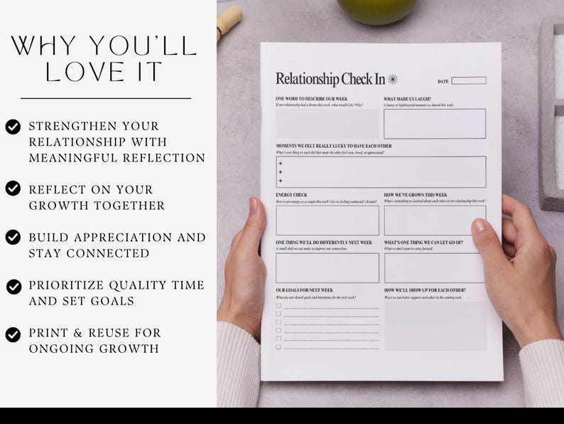 Relationship Check in Worksheet Printable Template Weekly Couples ...