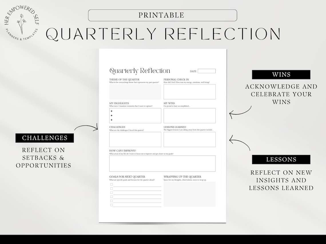 Quarterly Review Printable - Quarter Reflection - Quarterly Planner ...