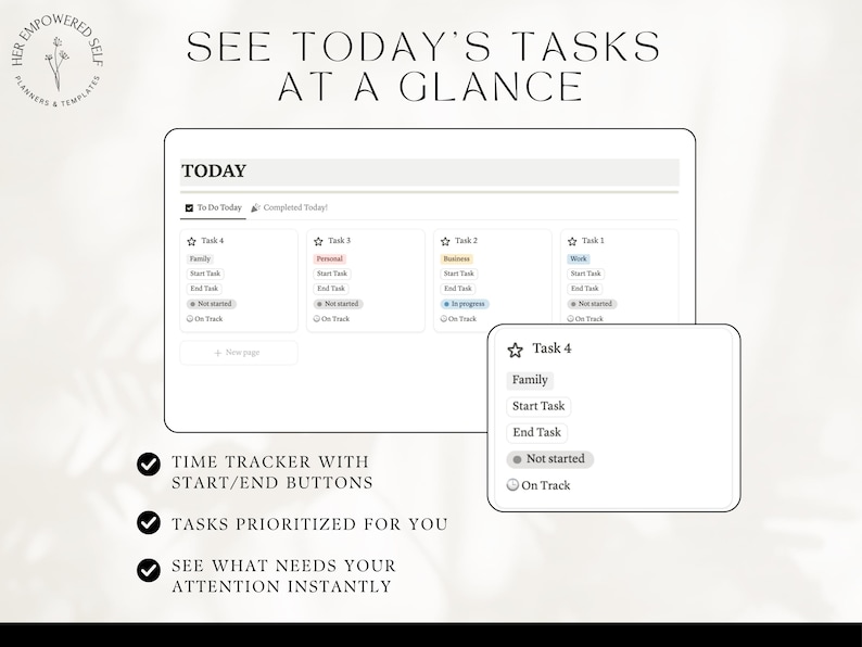 Notion Task Manager Simple Dashboard Notion Tasks Planner Aesthetic ...