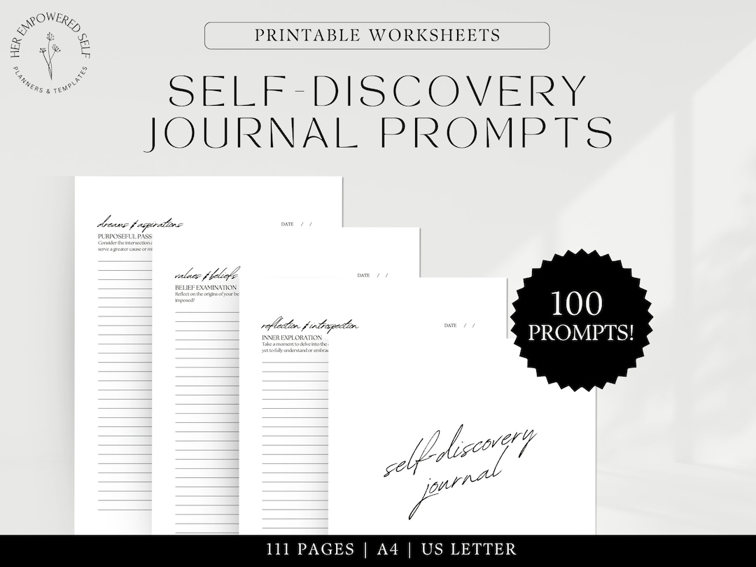 Self Discovery Prompts Printable Personal Growth Workbook Self ...