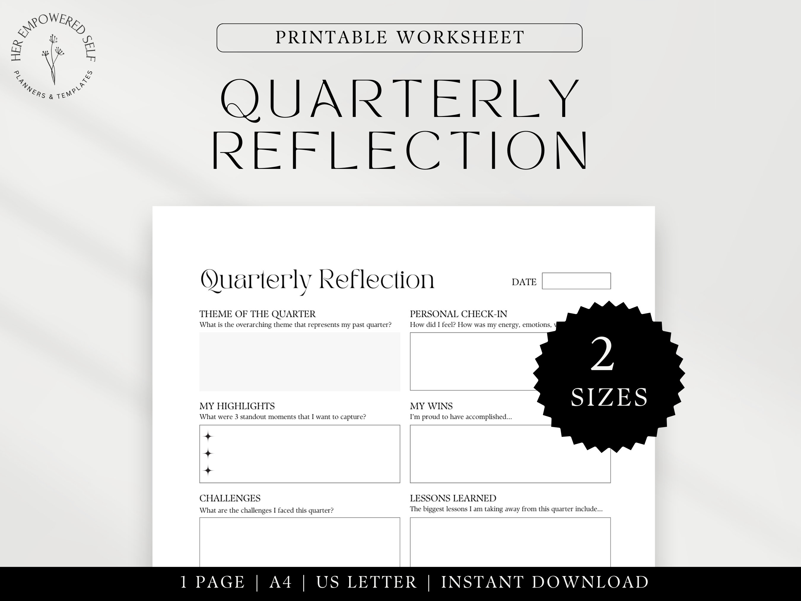 Quarterly Review Printable - Quarter Reflection - Quarterly Planner ...