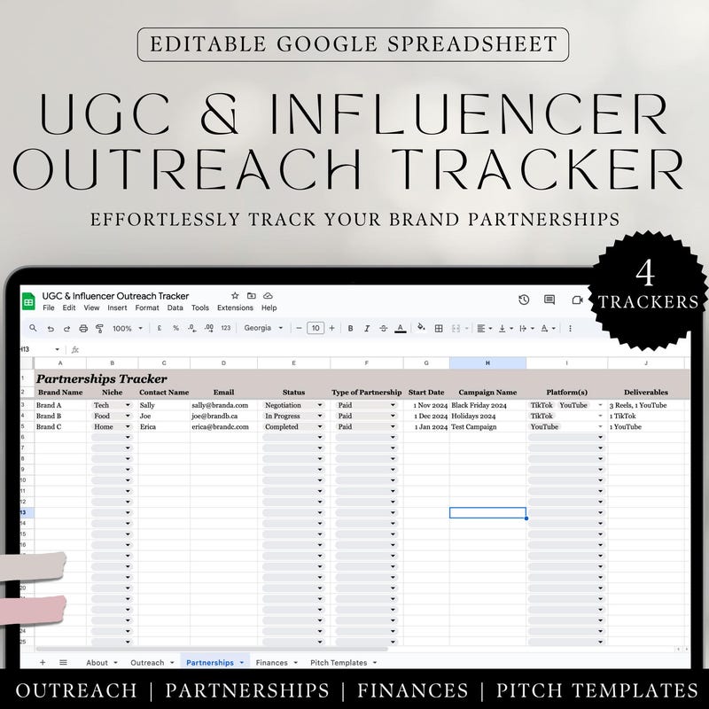 Outreach Tracker Sheet - Etsy
