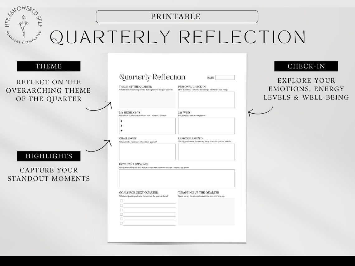 Quarterly Review Printable - Quarter Reflection - Quarterly Planner ...