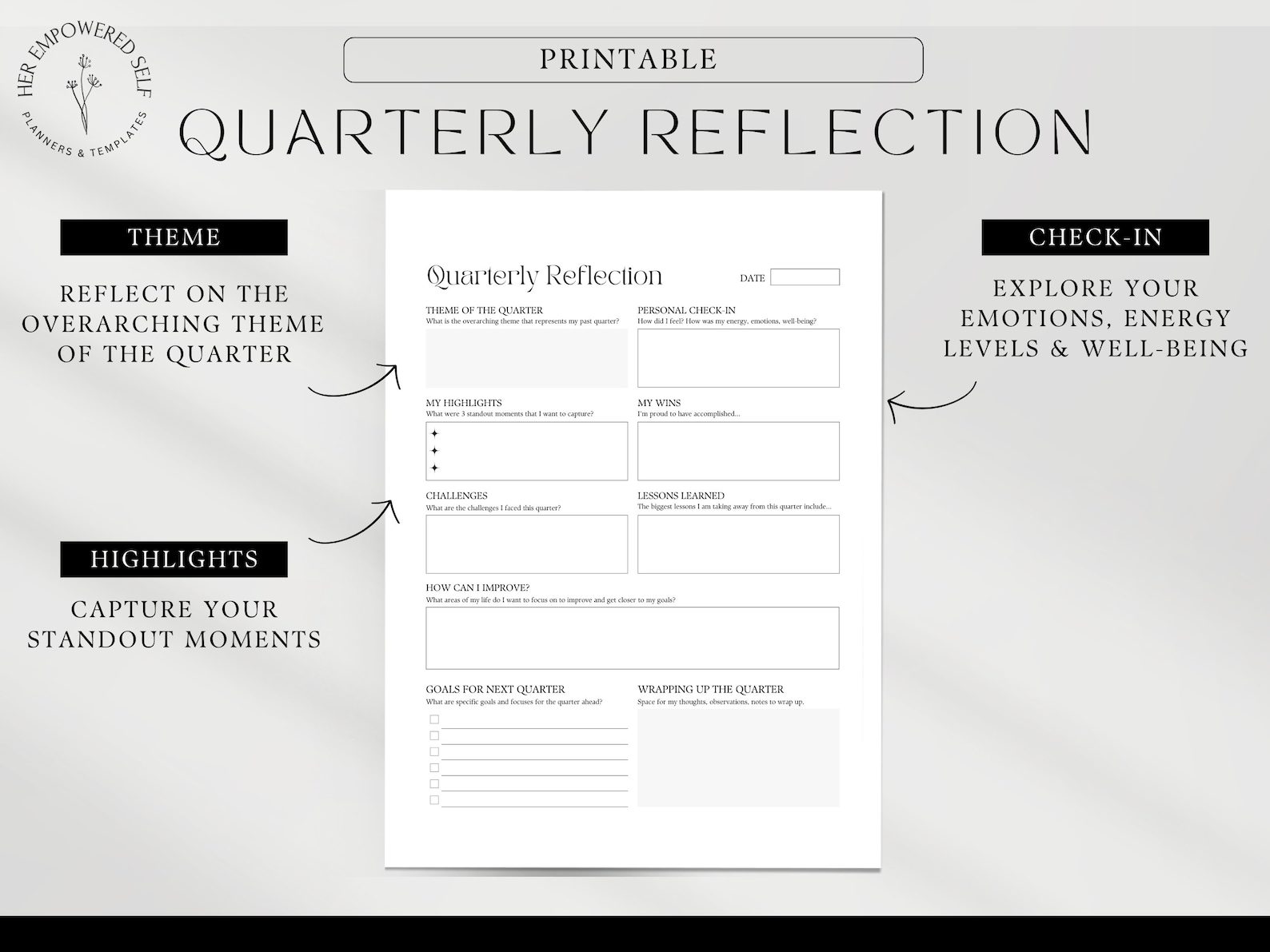 Quarterly Review Printable - Quarter Reflection - Quarterly Planner ...