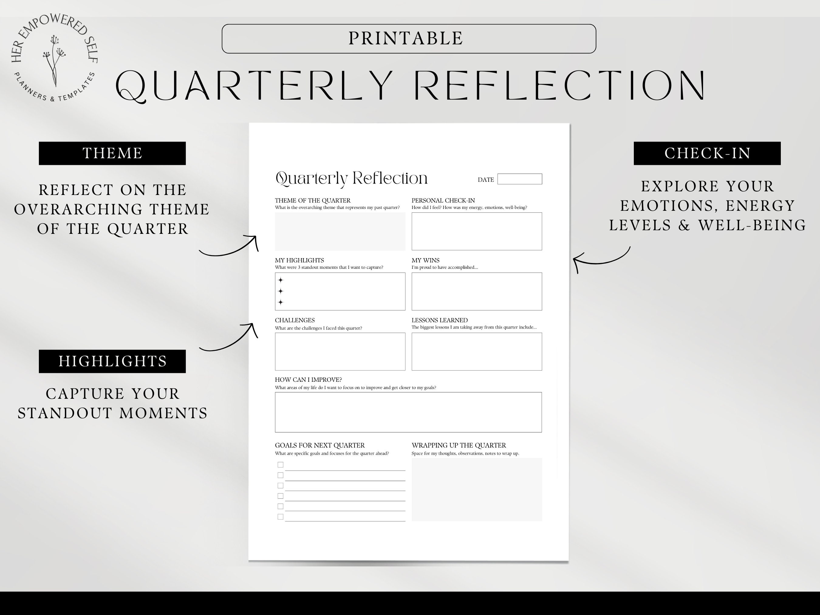 Quarterly Review Printable - Quarter Reflection - Quarterly Planner ...