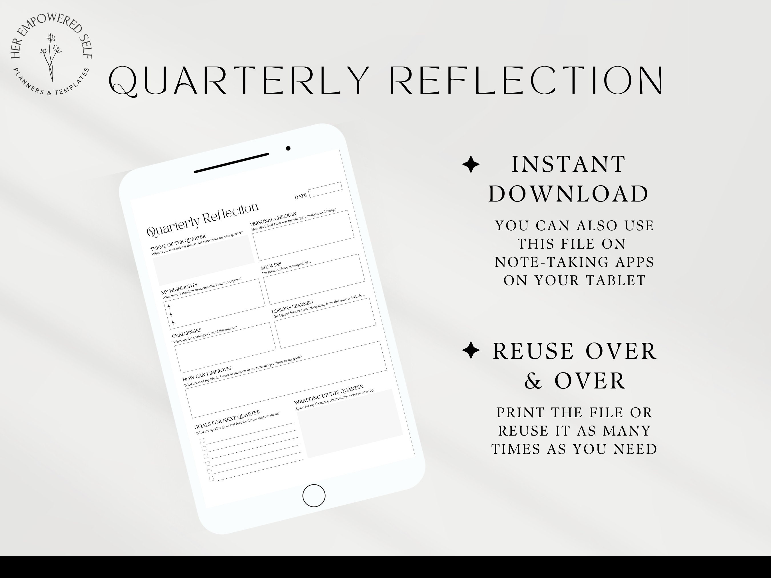 Quarterly Review Printable - Quarter Reflection - Quarterly Planner ...