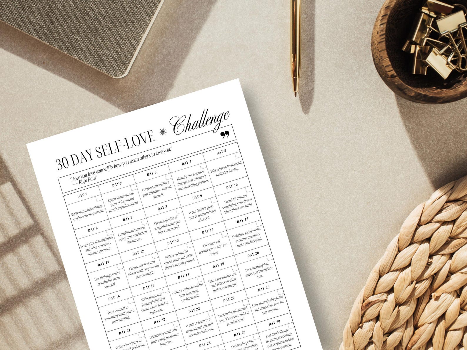 30 Day Self Love Challenge Printable Self Love Habit Tracker Printable ...