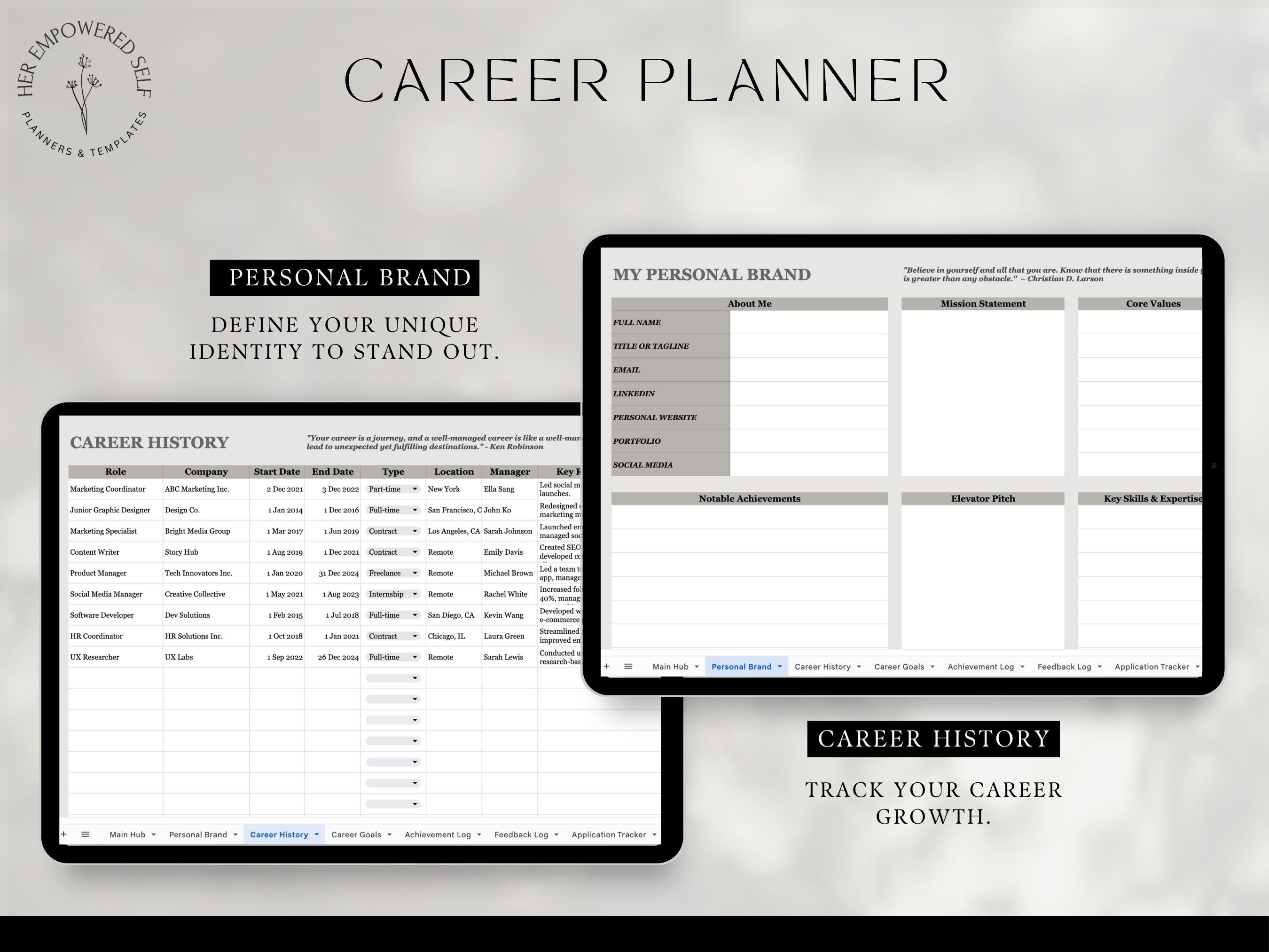 Career Planner Template Professional Planner Google Sheets Results ...