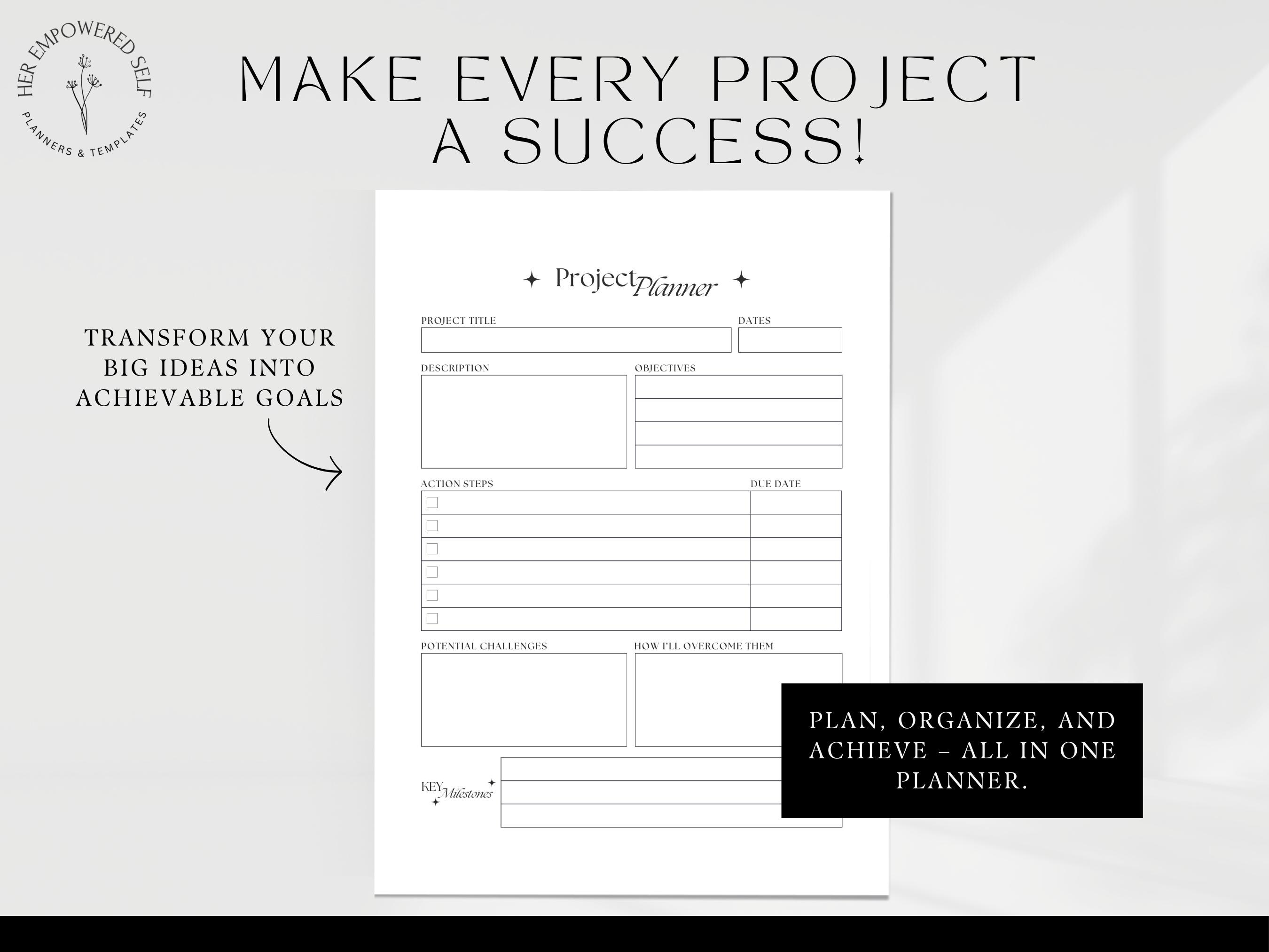 Work Project Planner Printable Worksheet Goal Setting Projects Planning ...