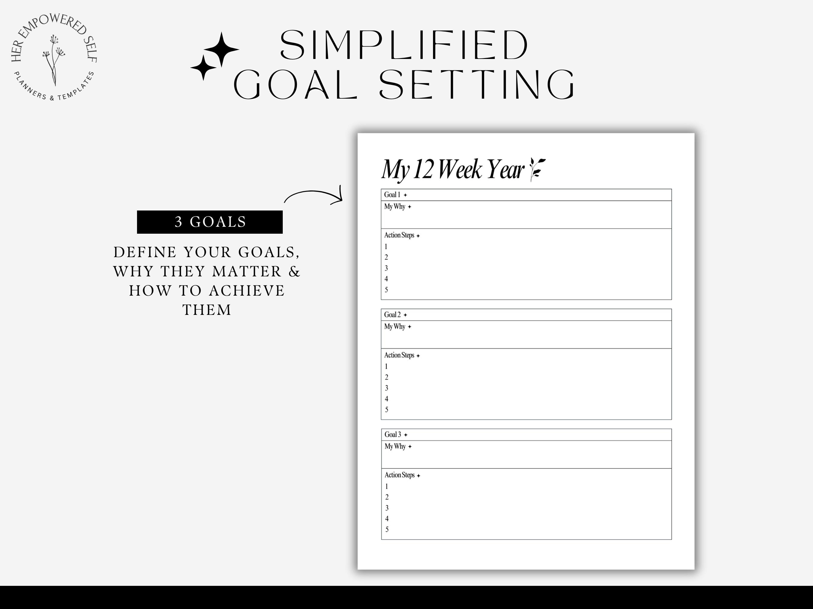 12 Week Year Planner Printable for Happy Planner Classic 90 Day Goals ...