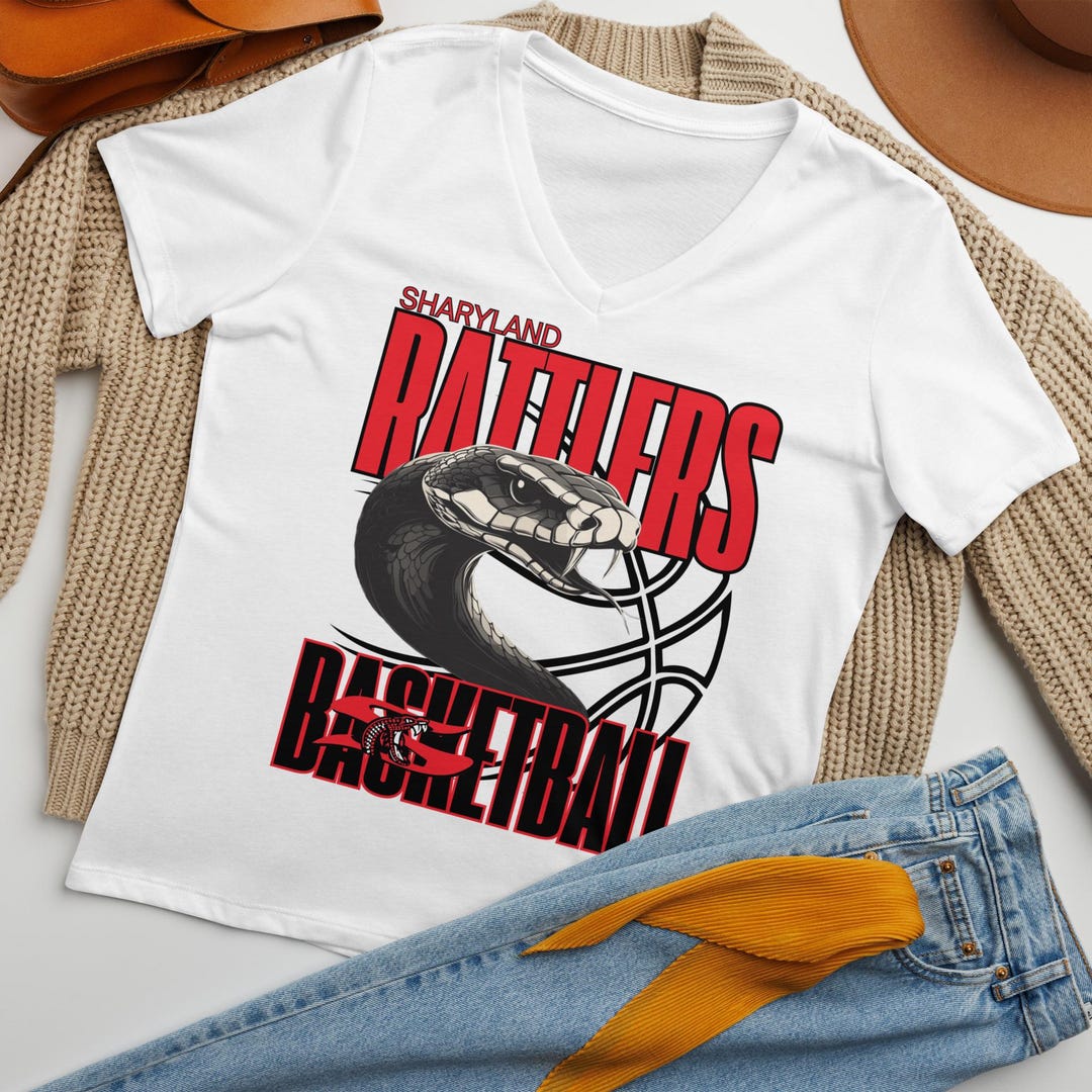 V-neck Sharyland Rattlers Basketball Fan Shirt - Customize With Player ...
