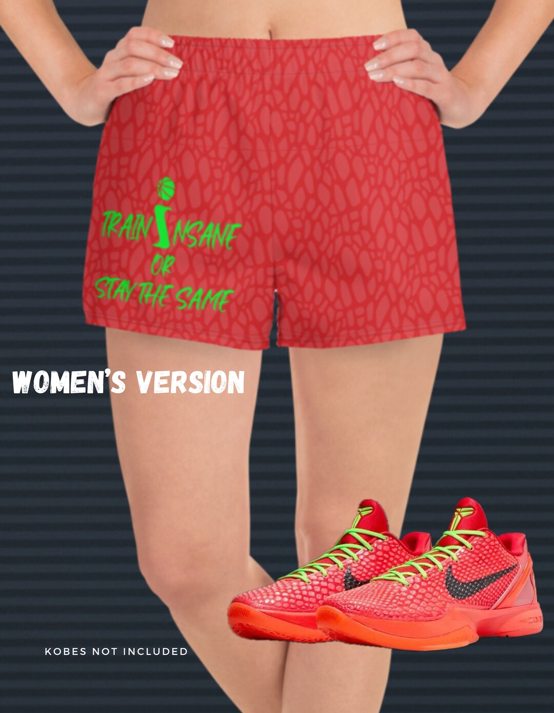 Train Insane Kobe Protro 6 Reverse Grinches Athletic Shorts Womens ...