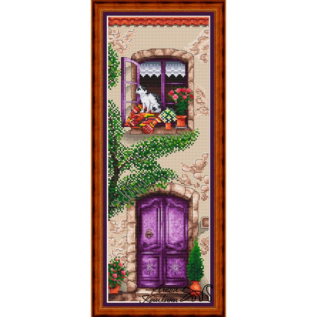 Cross Stitch Pattern House Balcony Porch Flowers Window Garden ...