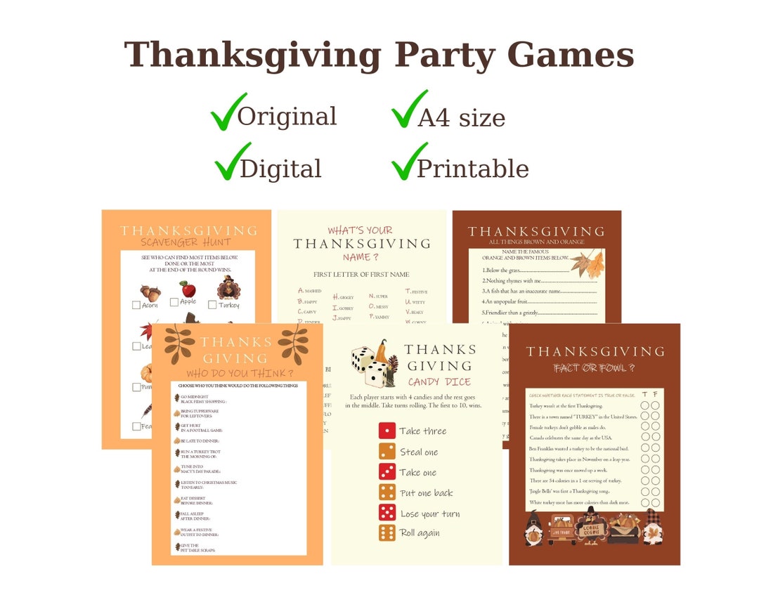 Thanksgiving Party Games // Printable Thanksgiving Party Games ...