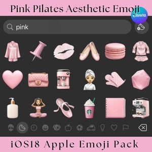 Ios18 | 80 Pink White Aesthetic iPhone Emoji Icon PNG Set, Cozy Pink ...