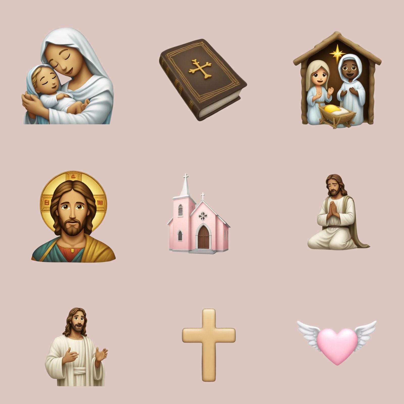 Pink Christian Girl Emoji Set | Ios18 iPhone Icons (PNG Digital ...