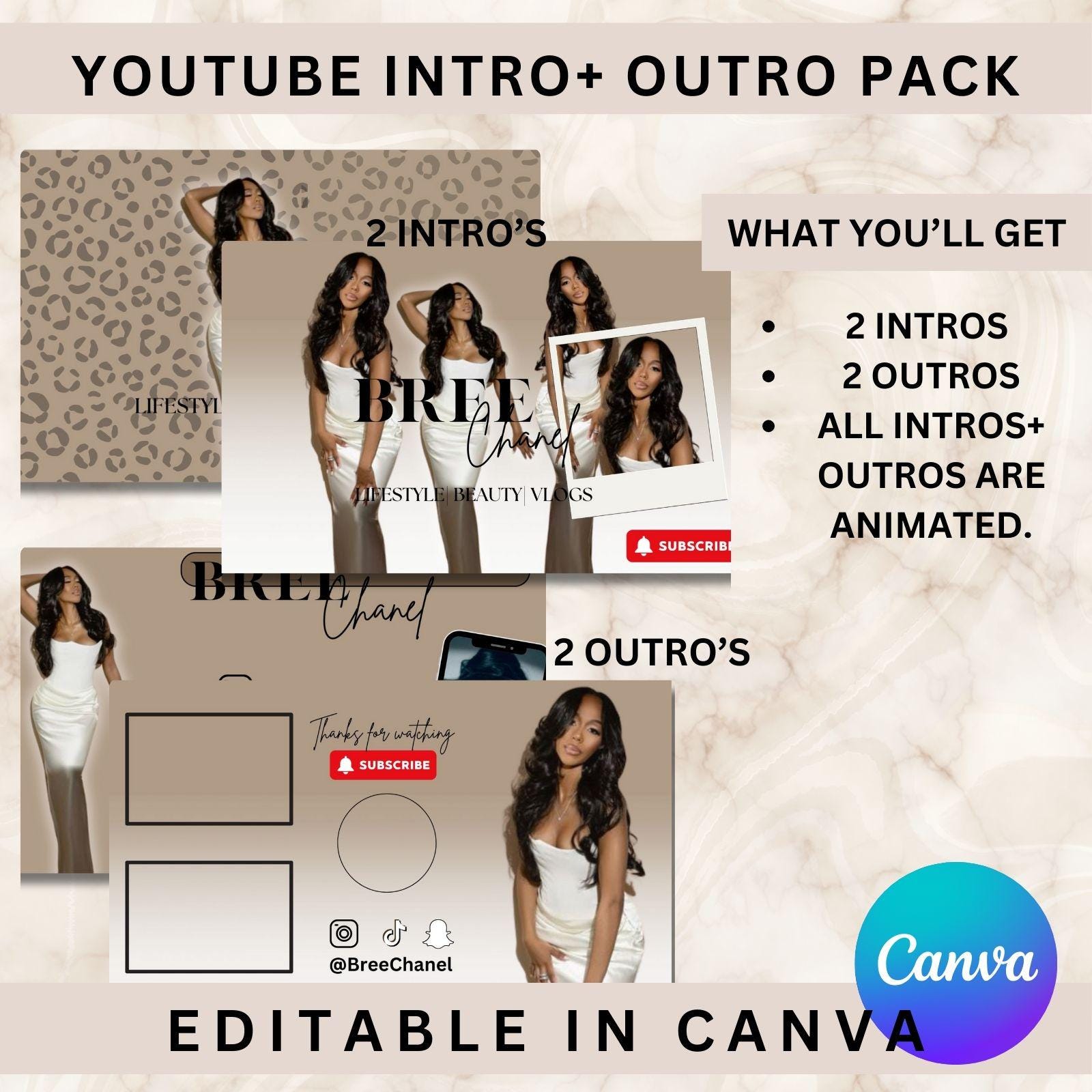 Fall Youtube Intro & Outro Templates: Editable Canva Designs (digital ...