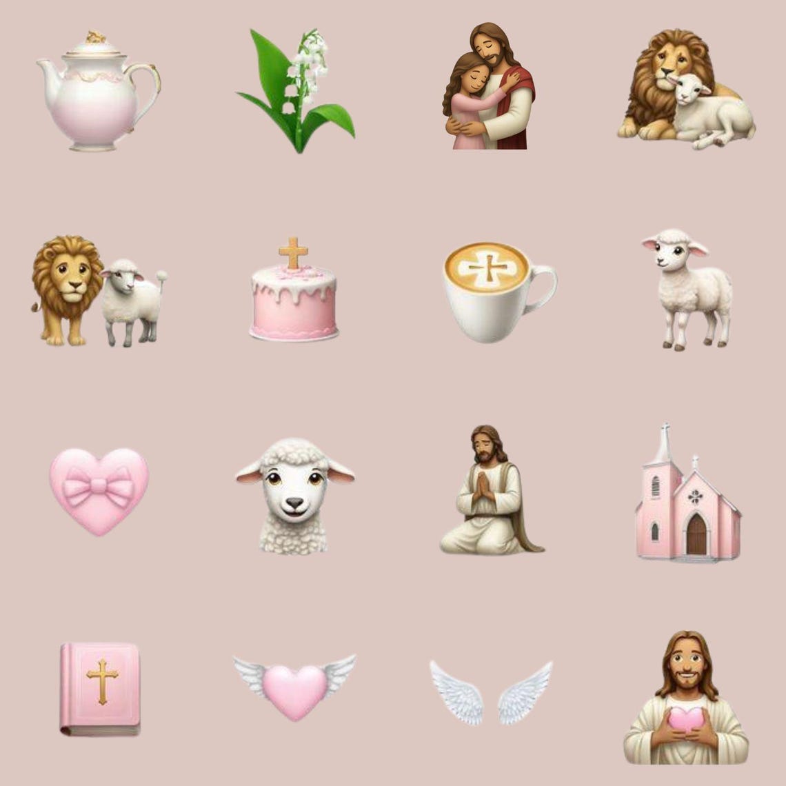 Pink Christian Girl Emoji Set | Ios18 iPhone Icons (PNG Digital ...