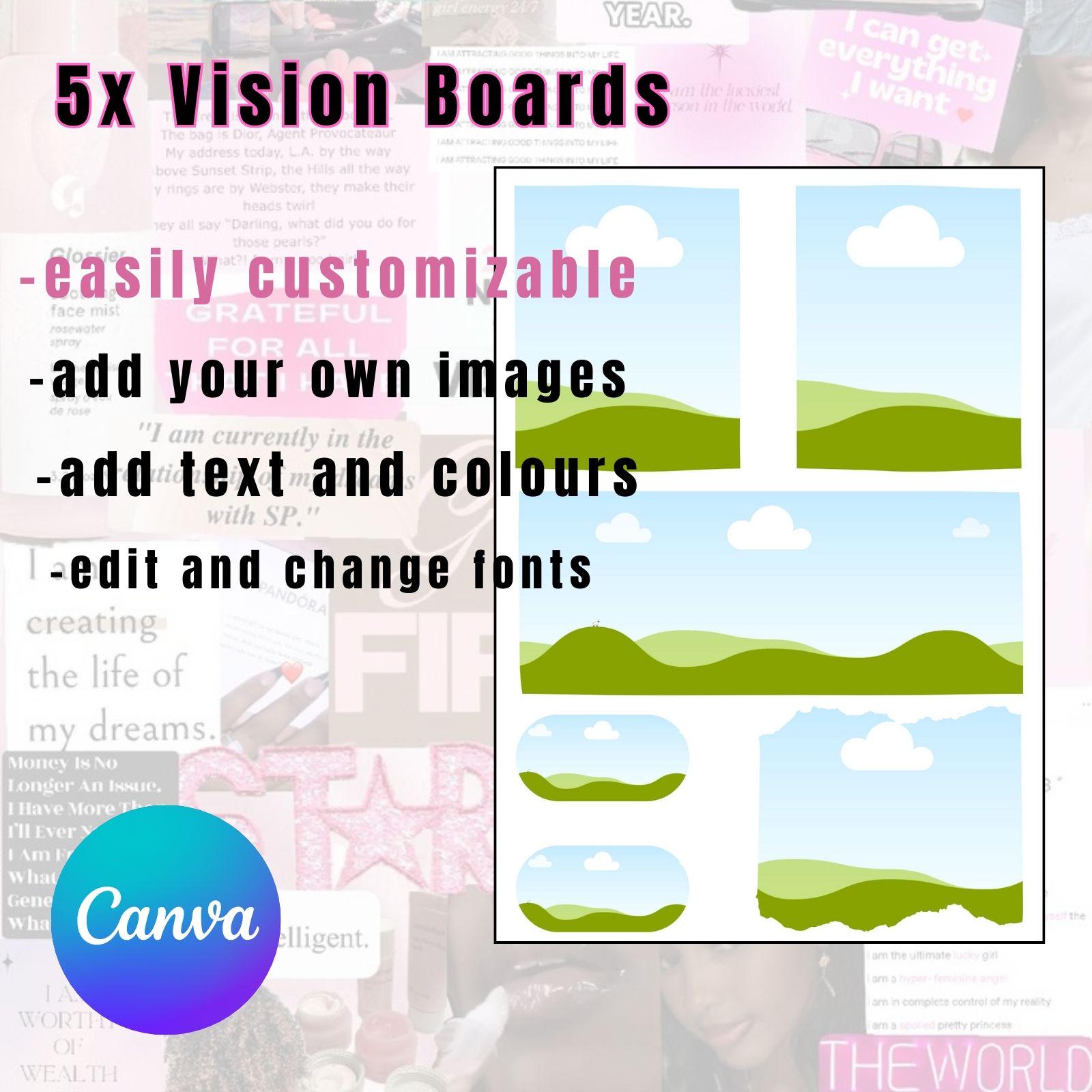 2025 Vision Board Template Kit | Digital Manifestation Planner ...