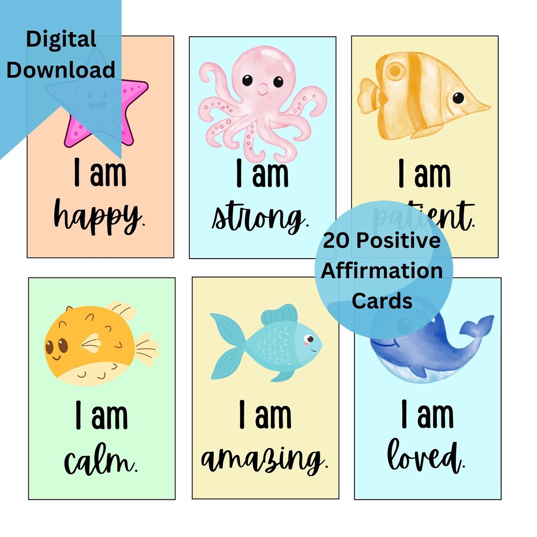 Children's Printable Positive Affirmation Cards Set of 20 Kids ...