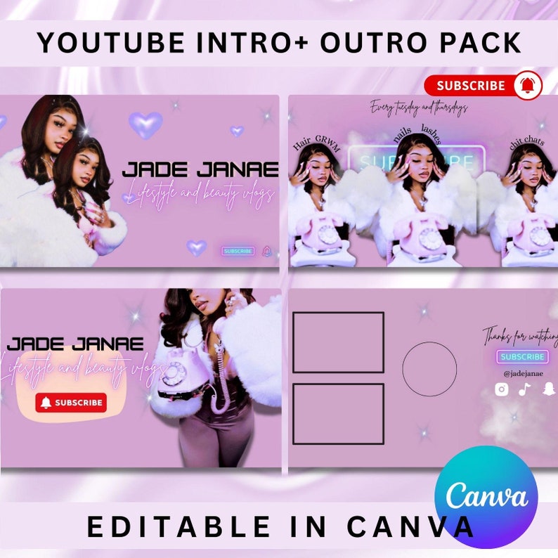 DIY Youtube Kit - Youtube Intro and Outro Designs |editable Canva ...