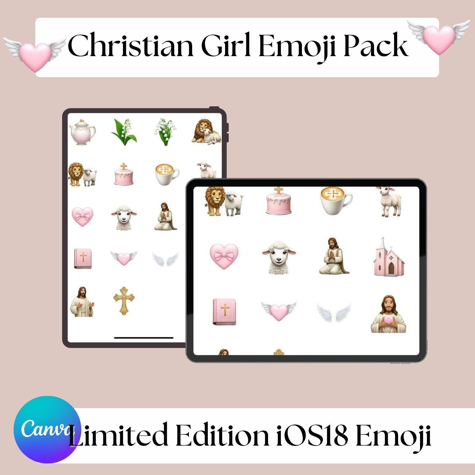 Pink Christian Girl Emoji Set | Ios18 iPhone Icons (PNG Digital ...
