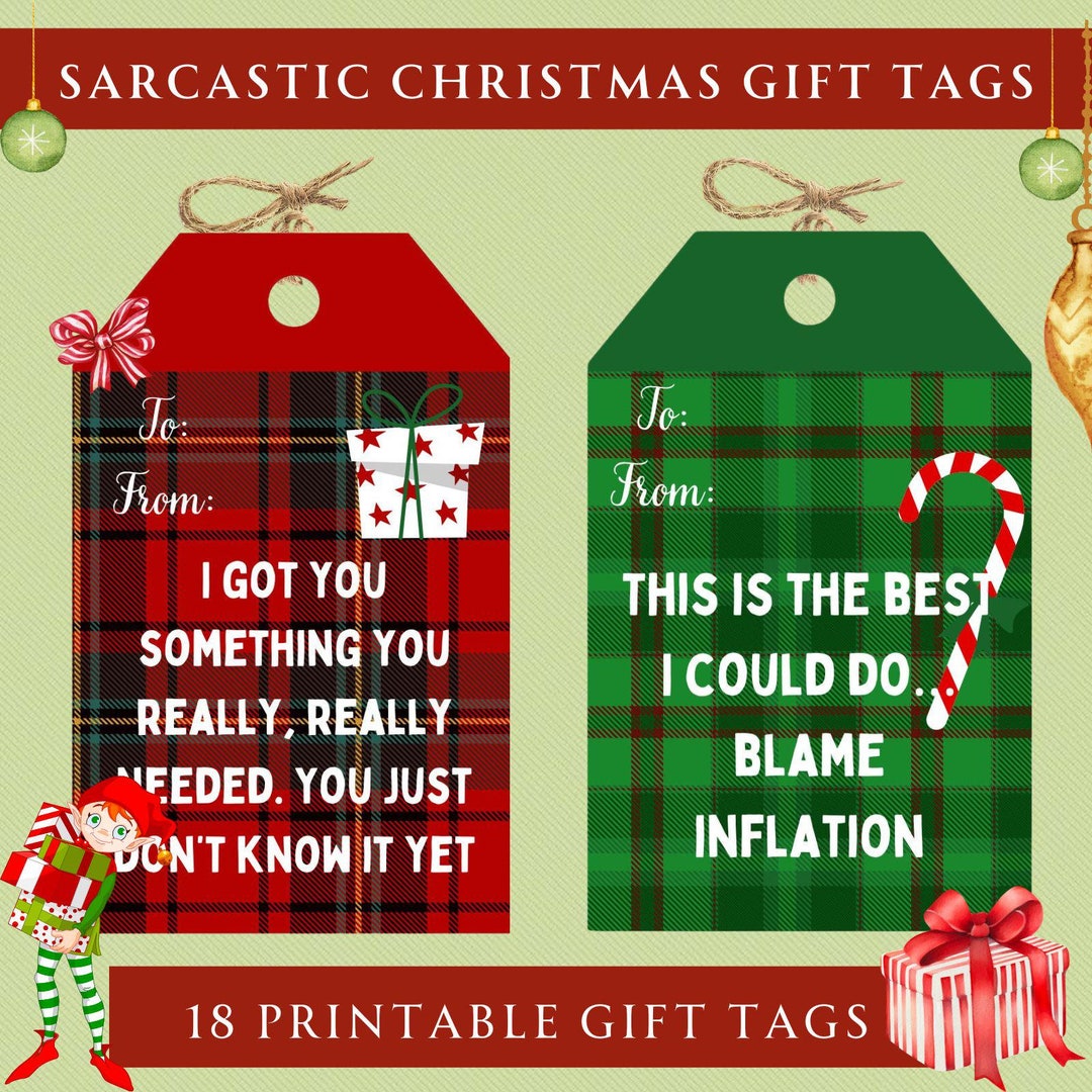 18 Printable Sarcastic Christmas Gift Tags, Christmas Gift Tags, Funny ...