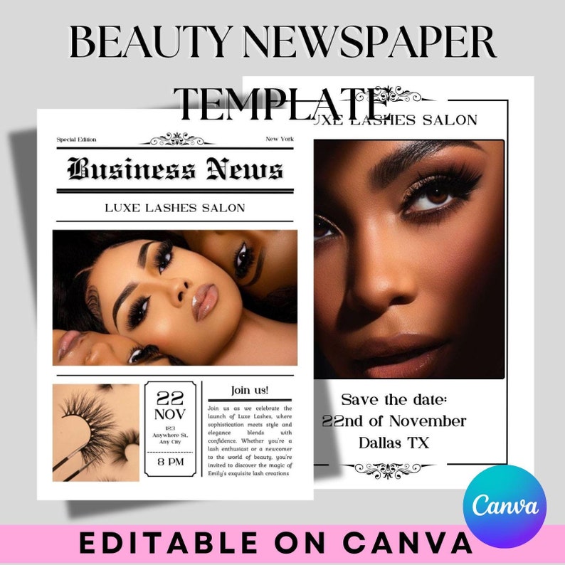 DIY 2x Business Newspaper Templates, New Business Announcement ...