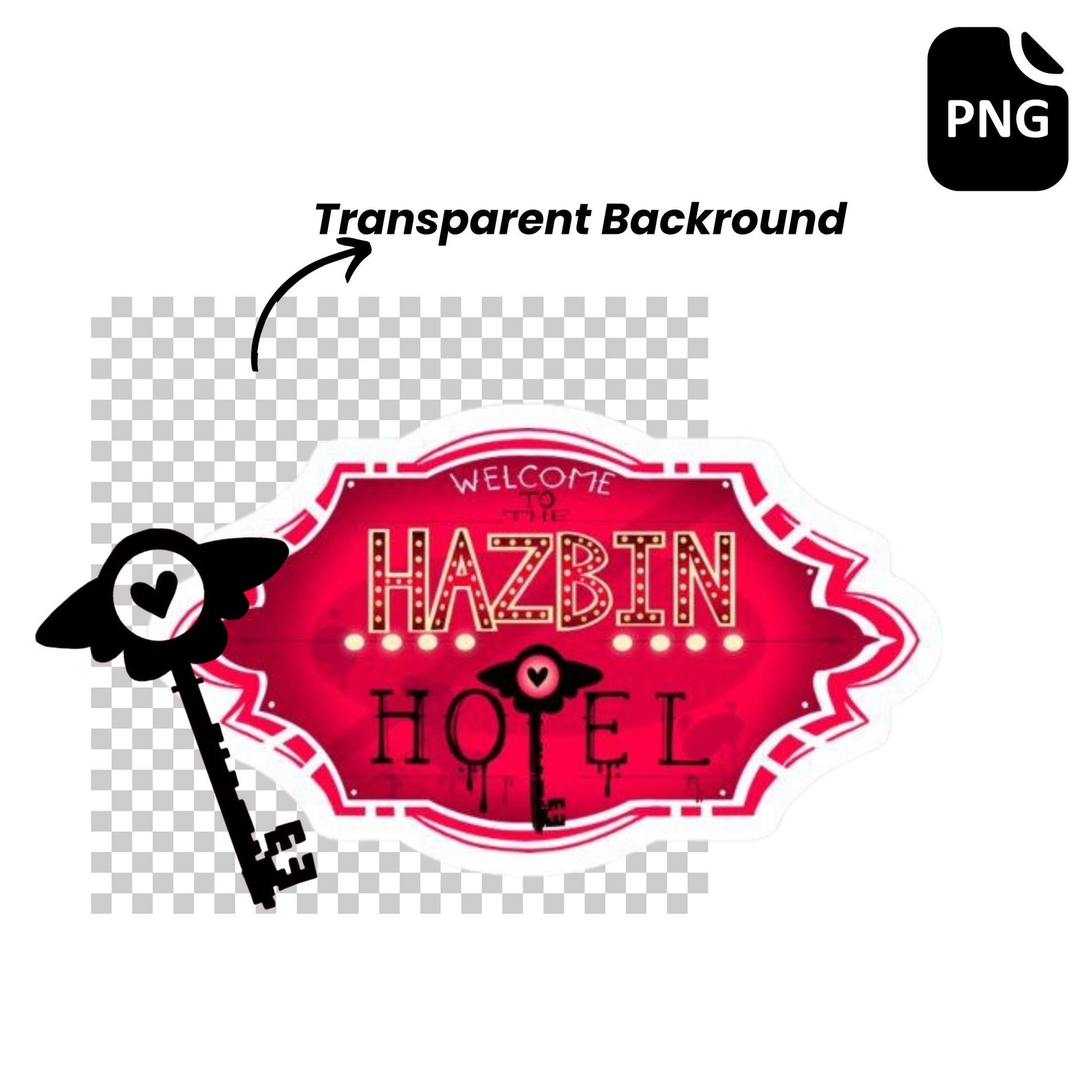Hazbin Hotel Logo & Key PNG: Digital Download - Etsy