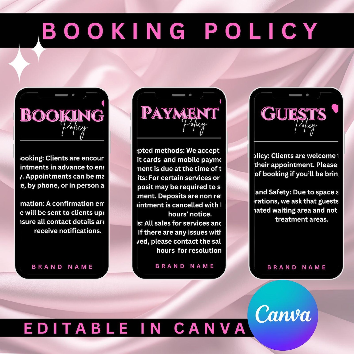 DIY Booking Policy Template: Instagram Story, Canva (acuity Scheduling ...