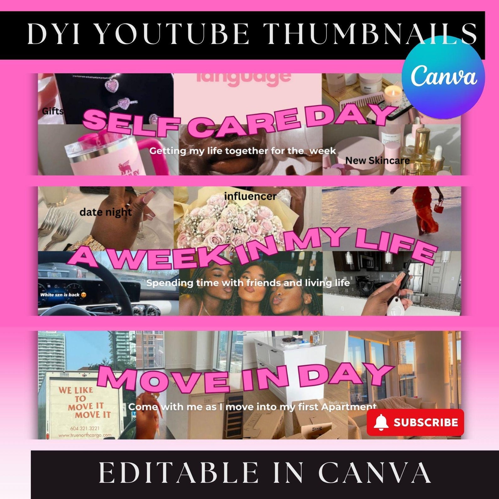 DIY Youtube Kit - Youtube Thumbnail Editable Templates |youtube ...