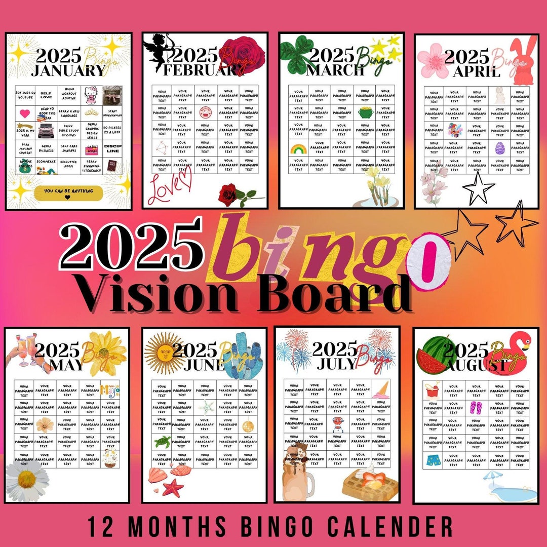 2025 Printable BINGO Calendar, Cute Kids Calendar 2025, Wall Calendar ...