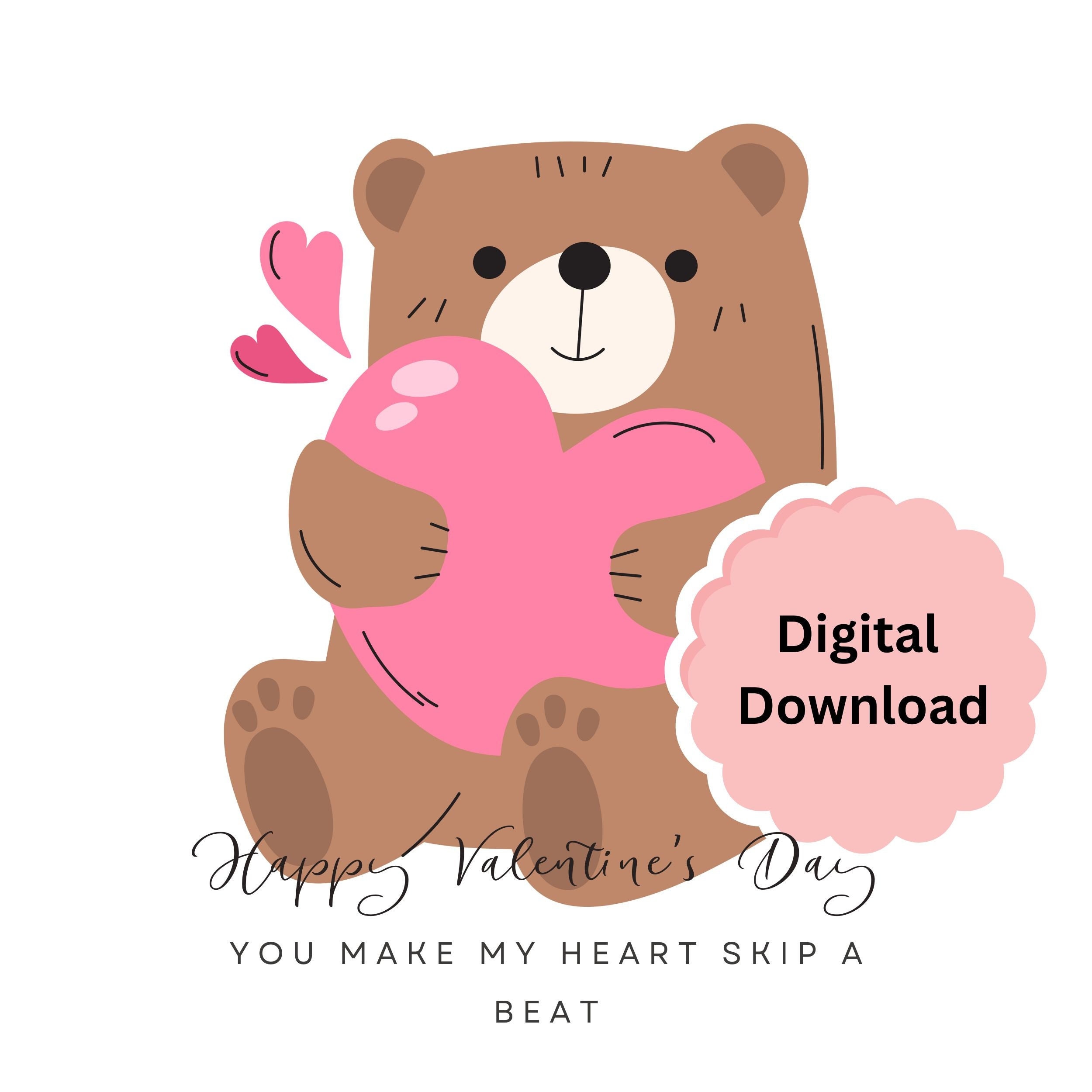 Big Teddy Bear Valentines Day Card, Printable Valentine's Day Card ...