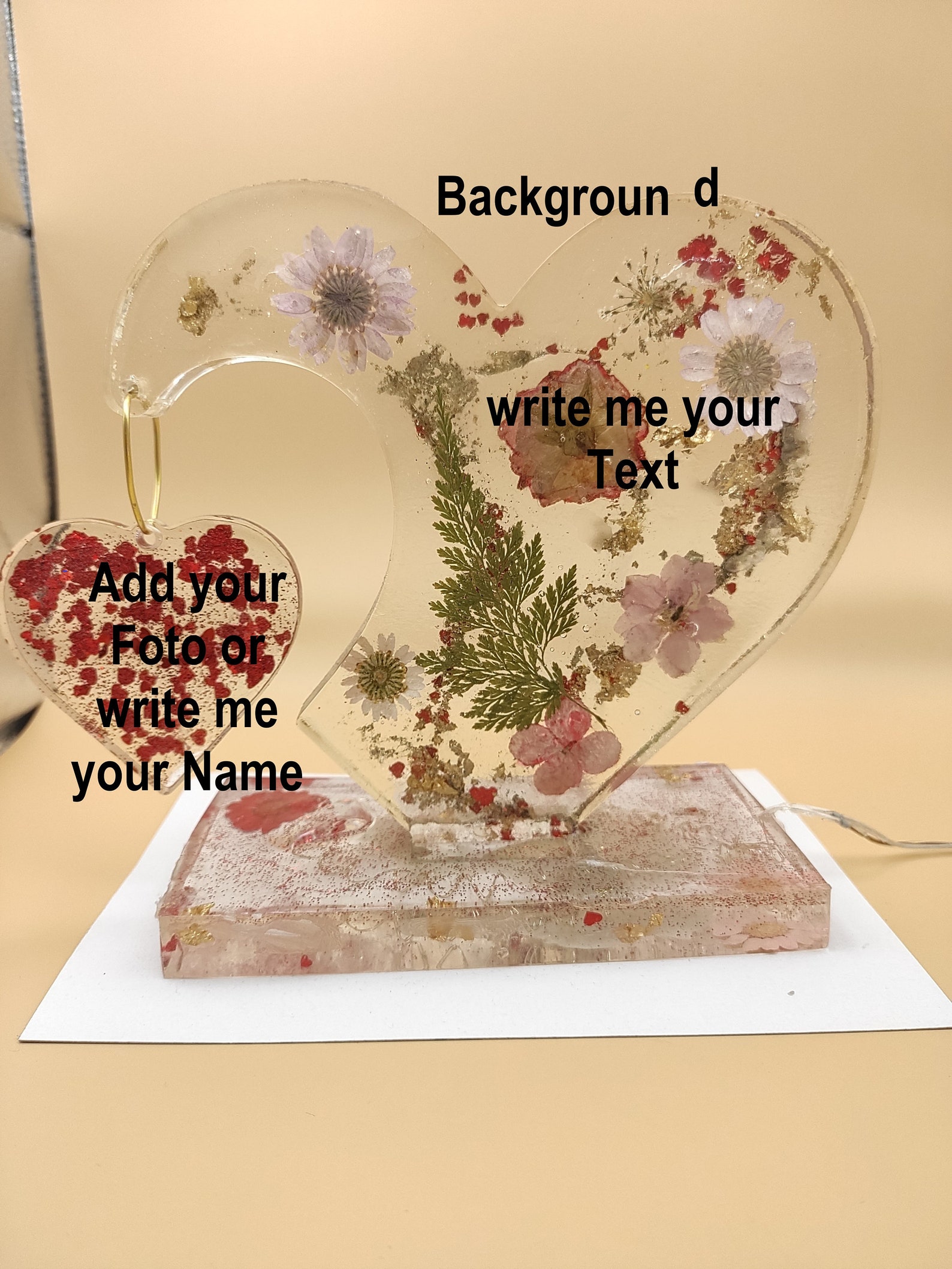 Double Heart Table Decor Made of Epoxy Resin With Led,valentines Day ...