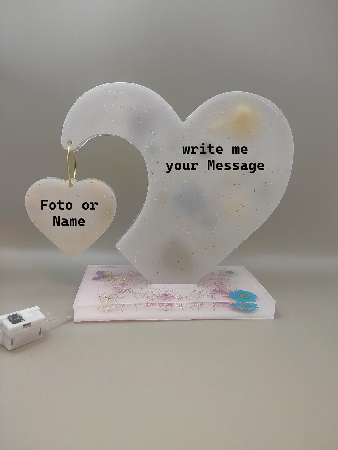 Double Heart Table Decor Made of Epoxy Resin With Led,valentines Day ...