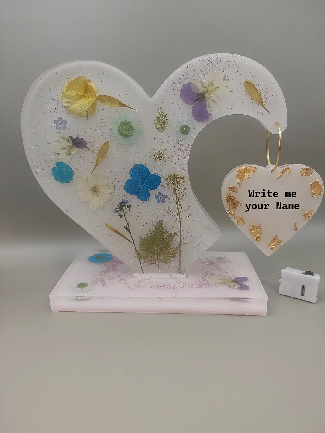 Double Heart Table Decor Made of Epoxy Resin With Led,valentines Day ...