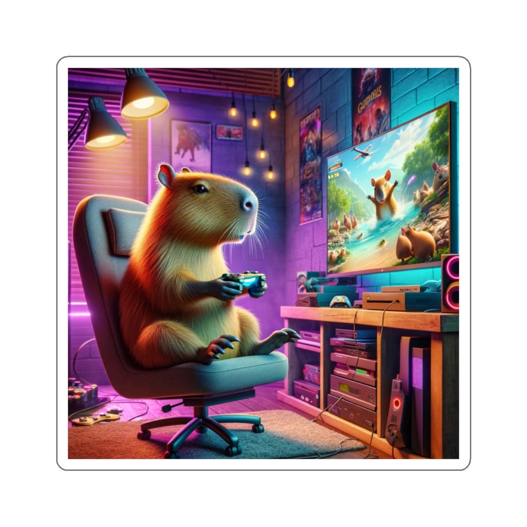 Sticker Cute Capybara Sticker Capybara Gaming Capybara - Etsy