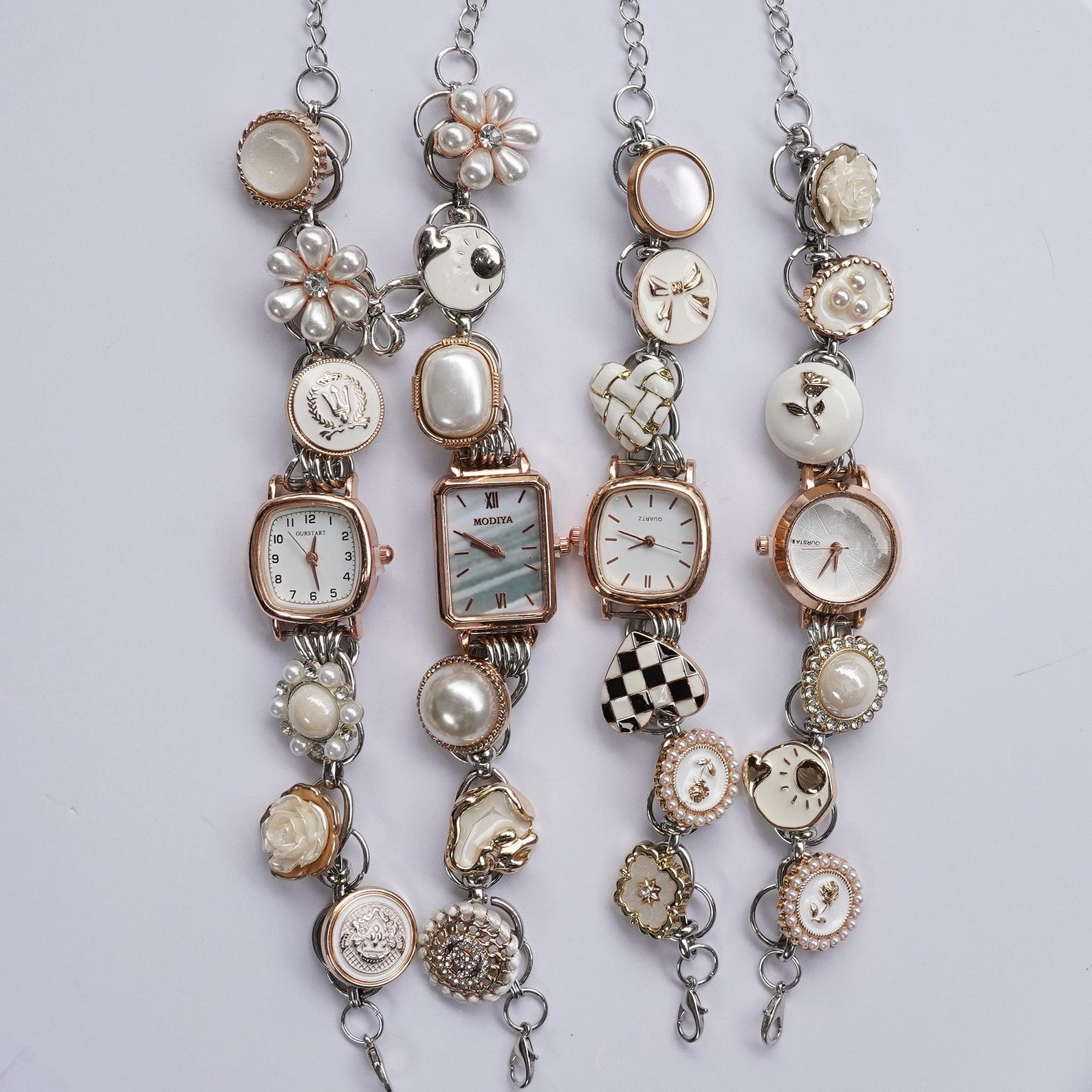 Cyber Baroque Watch Bracelet | White Gold Steampunk Timepiece ...