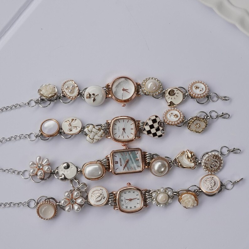 Cyber Baroque Watch Bracelet | White Gold Steampunk Timepiece ...